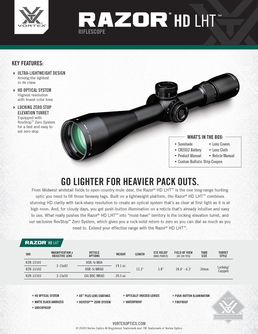 Vortex Offers New Razor HD LHT Scopes - UN12Magazine